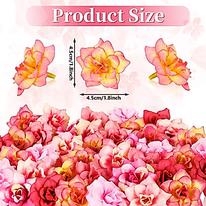 Whaline 120Pcs Faux Flowers Heads Pink Fake Silk Rose Head 1.8 Inch Mini Roses Artificial Silk Flower Head Artificial Craft Flowers Small Fabric Flowers for DIY Wreath Wedding Home Party Decor