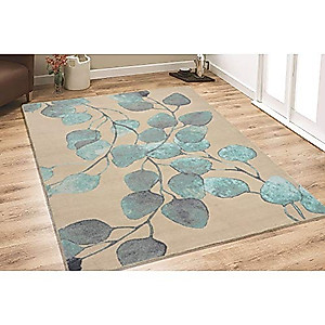 Rugsmith Ficus Modern Floral Area Rug, 5 ft x 7 ft, Turquoise