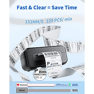 Thermal Label Printer, Shipping Label Printer 4x6, Commercial Direct Desktop Label Printer, Thermal Label Maker Compatible with Amazon, Ebay, Shopify, Etsy, UPS, USPS, FedEx (Black)