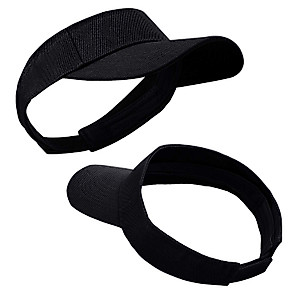 Cooraby Sports Sun Visor Hats Adjustable Sun Visor Caps for Women and Men Black, White