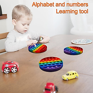 Proweber Alphabet Pop Fidget Toy Letters ABC Numbers Learning and Educational Toy Round Sensory Toys Popper Games Gift for Kids ADHD 4 Packs Double Side(2 Phonetics Numbers and 2 Uppercase Lowercase)