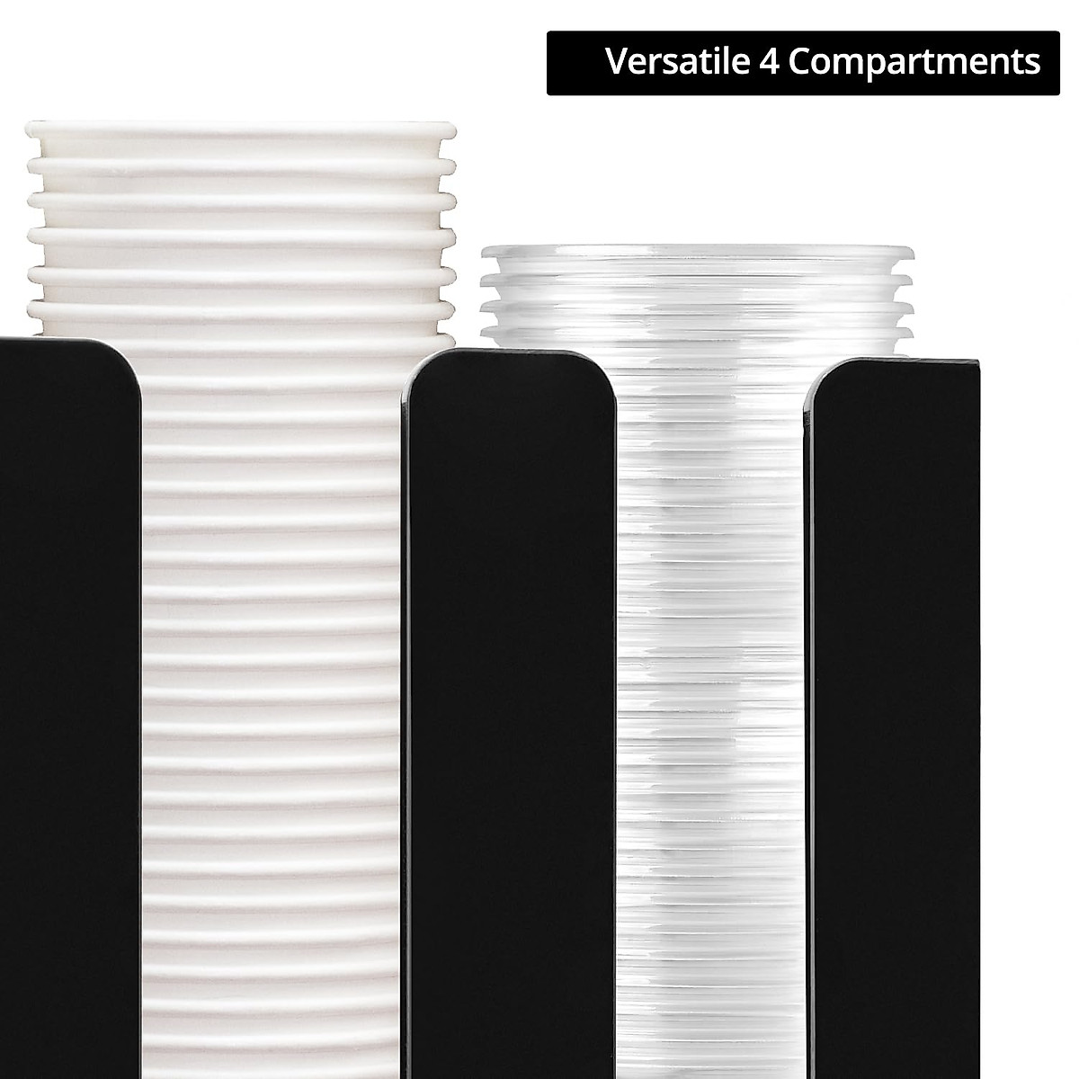 QWORK Acrylic Portion Sauce Cup Lid Organizer, Durable 4 Compartment Storage for 2 oz Cups and Lids, Countertop and Wall Mountable, Ideal for Home and Commercial Use