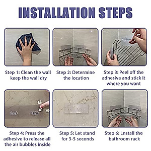 Corner Shower Caddy with Hooks, Self Adhesive Shower Organizer Shelves,No Drilling 2-Pack Rustproof 304 Stainless Steel Shower Storage Shelves for Bathroom & Kitchen