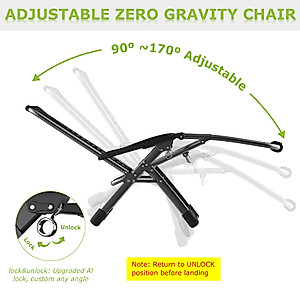 Suteck Zero Gravity Chair, XL 29in Lounge Chair Anti Gravity Chair w/Removable Cushion, Reclining Patio Chairs with Upgraded Lock, Pillow and Footrest, Folding Patio Recliner for Indoor Outdoor