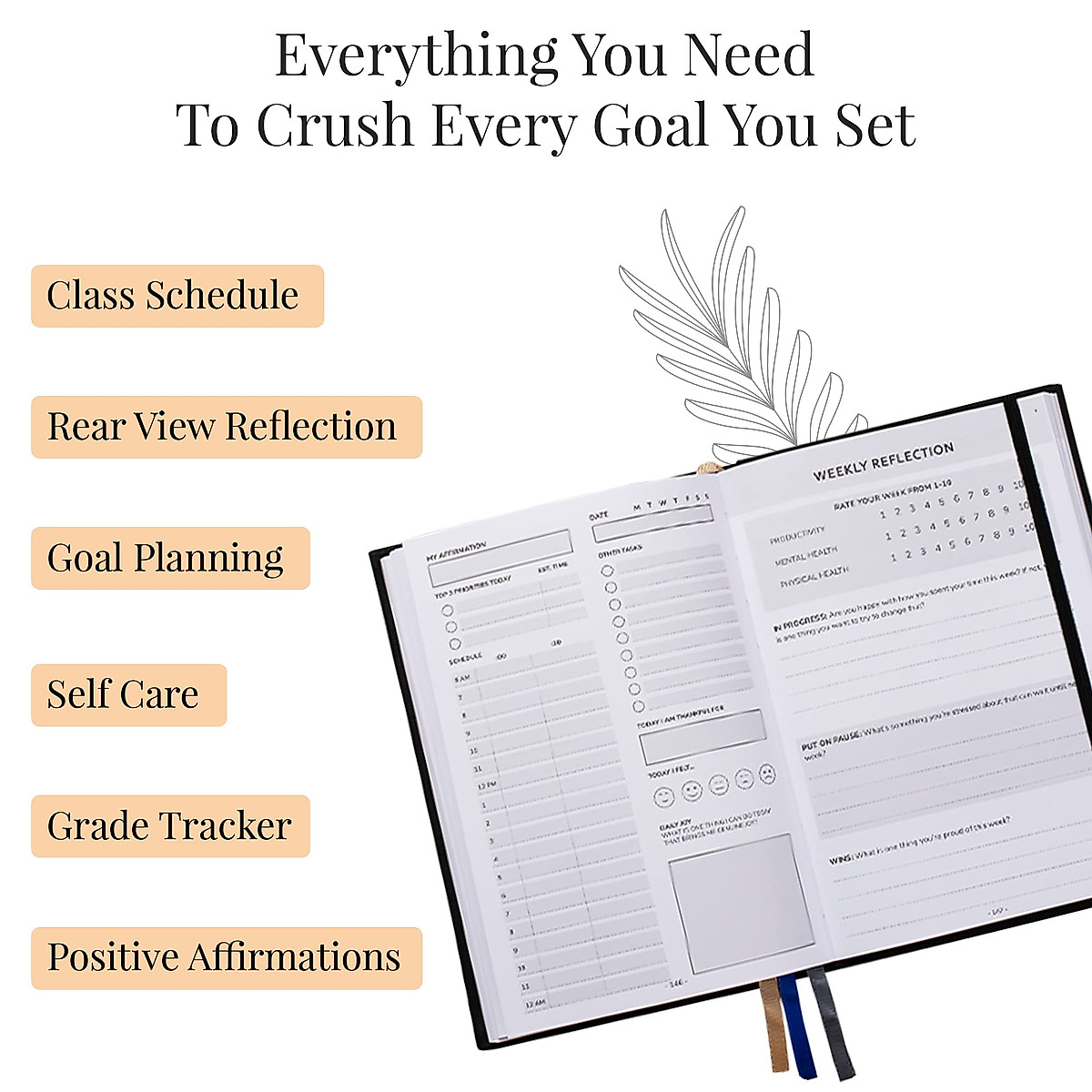 Journey 180 Undated Academic Planner - 6 Month Undated Student Planner for High School and College Students - To Do List, Habit Tracker, Positive Affirmations, Creative Journal, Daily Planner