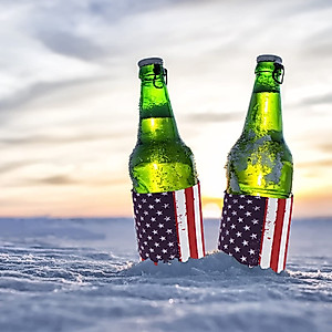 Grehge 16 Pcs American Flag Beer Can Coolers 17 Oz Independence Day Collapsible Soda Cover Coolies Patr Beauty Cleansing Brush Facial Scrub,Beauty Cleansing Brush