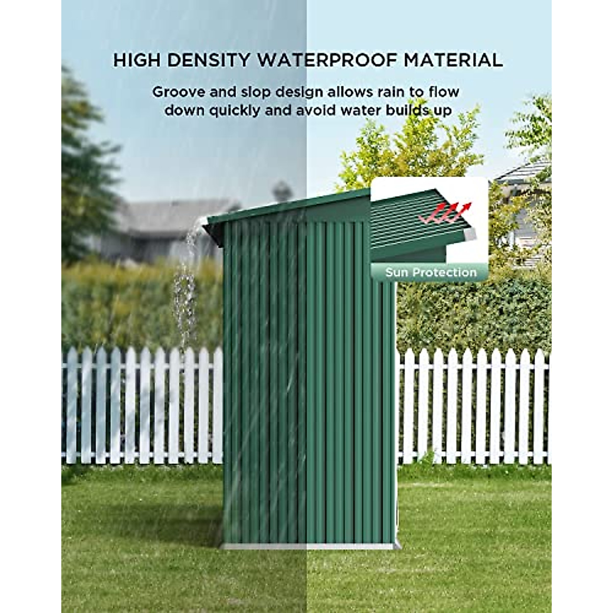 Bealife 5' x 3' Outdoor Storage Shed Clearance, Metal Outdoor Storage Cabinet with Single Lockable Door, Waterproof Tool Shed, Backyard Shed for Garden, Patio and Lawn(Green)