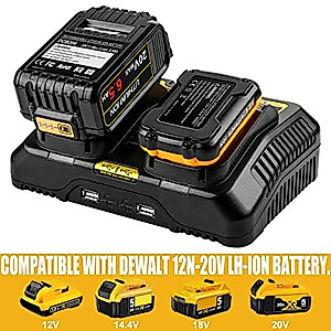 ANTRobut 2Pack 20V 6.5Ah Replacement for Dewalt 20V Battery Max XR DCB205 DCB206 Compatible with Dewalt DCD/DCF/DCG Series with DCB102 20V Dual Port Battery Charger