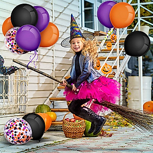 Tatuo 80 Pieces Halloween Balloons Set Confetti Balloons Latex Balloons for Birthday Baby Shower Wedding Graduation 4th of July Decorations, 12 Inch (Black, Orange, Purple)