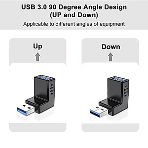 Oxsubor USB 3.0 Adapter 90 Degree Male to Female Combo Vertical Up and Down Angle Coupler Connector