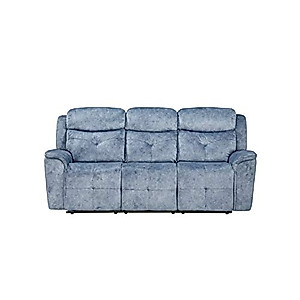 ACME Mariana Loveseat w/Console (Motion) - - Silver Blue Fabric
