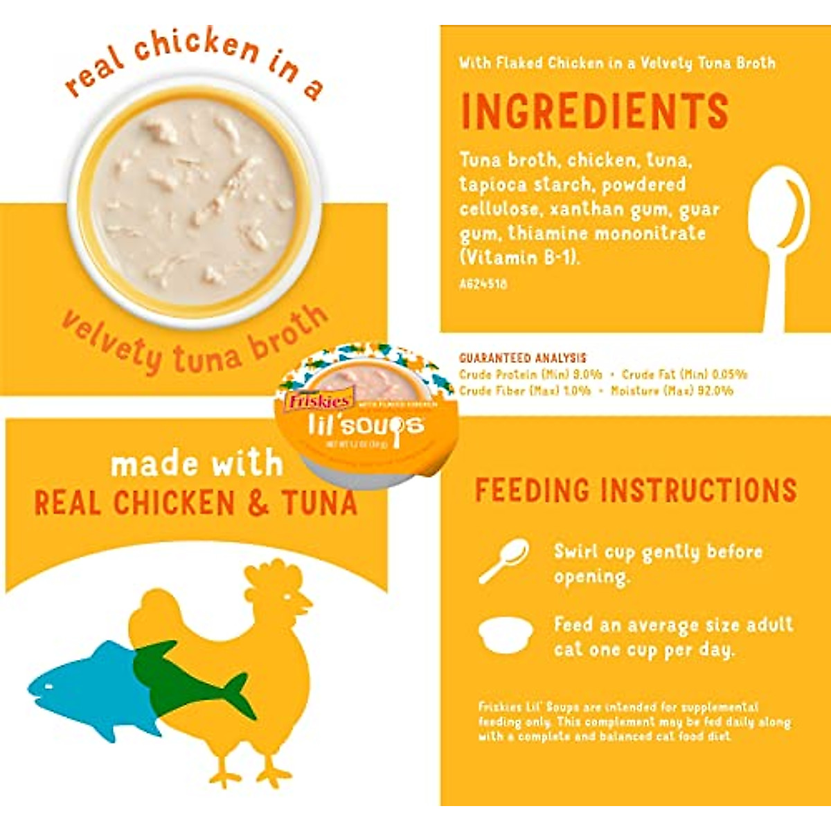 ILC Buy Lil Soups for Cats Bundle, 4 Flavor Variety, (2) Each: Shrimp, Sockeye Salmon, Tuna, Flaked Chicken (1.2 Ounces) Plus a Noisy Cat Toy Ball and Magnet