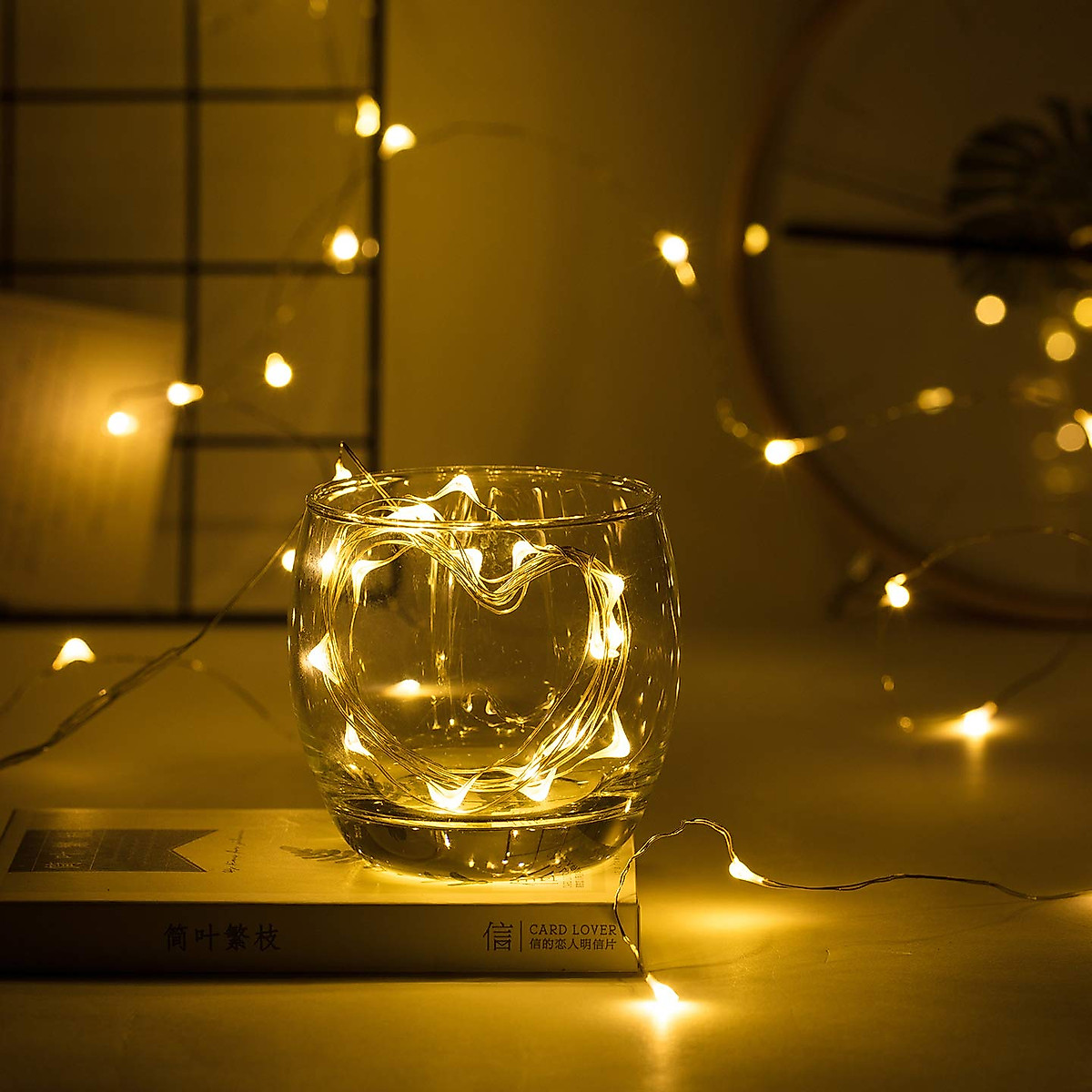 4 Pack 50 Led Fairy Lights Battery Operated with 8 Modes Remote Control Timer 16.5 Feet Waterproof Copper Wire Twinkle String Lights for Home Indoor outdoor Decor (Warm White)