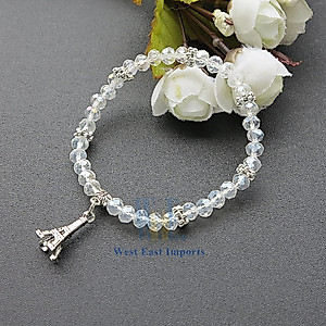 WE 12 Pcs Paris Eiffel Tower Themed Crystal Bracelet Party Favors - Quinceanera/Wedding/Birthday/Baby Shower/Bridal Shower