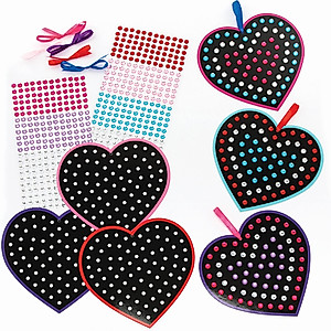Baker Ross Heart Gem Art Decoration Kits-Pack of 5, Valentines Crafts for Kids (FC463), Assorted