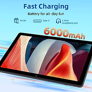 weelikeit Android 12 Tablets 10 inch, 6GB RAM 128GB ROM Tablet, 2.0GHz Octa-core Android Tablet with 5G WiFi,10.1 IPS Glass Touch Screen, 6000 mAh, Bluetooth 5.0, 8MP+13MP Cameras, GPS(Gray)