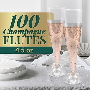 Reli. (100 Bulk Pack Plastic Champagne Flutes 4.5 Oz, Clear | Plastic Champagne Glasses/Flutes | Disposable, BPA-Free,Shatterproof Cups| Perfect for Mimosa/Cocktail, Wedding/Party Toasting, Champagne