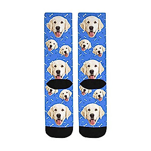 Custom Dog Face Socks Personalized Cute Pet Dog Lover Face Crew Socks for Women Men