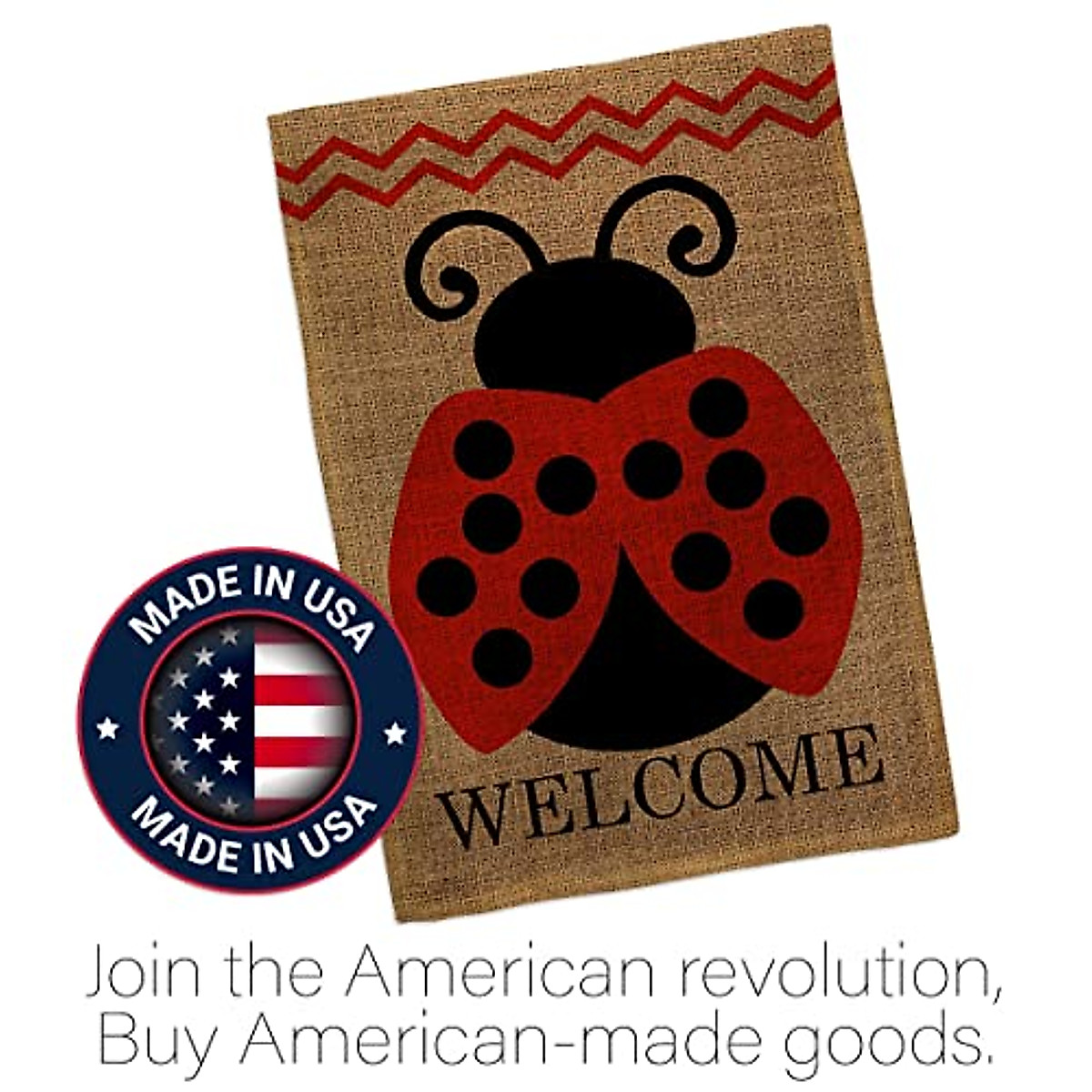 Welcome Ladybug Burlap Garden Flag - Friends Bugs & Frogs Butterfly Ladybugs Dragonfly Bee Springtime Insect Natural Wildlife - Yard Decorations Holiday Outdoor Flags Double-Sided 12.5 X 18