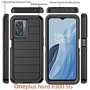 YmhxcY for OnePlus Nord N300 5G Case with Built in Screen Protector/Drop Proof 3-Layer Durable Cover,Shockproof Drop Protection Solid Rubber Case for OnePlus Nord N300 5G-Black