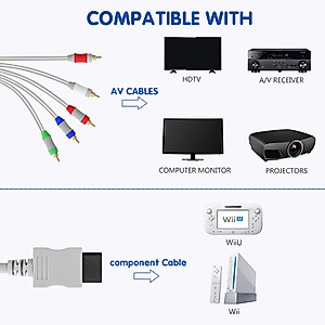 6Ft Component HD AV Cable to HDTV-EDTV (High Definition 480p) Compatible with Nintendo Wii and Wii U