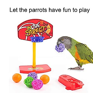 Toysructin Bird Training Toys, Bird Training Toy for Parrots Conures Parakeets, Parrot Intelligence Toy Mini Shopping Cart Basketball Stacking Rings Skateboard Stand Perch Bird Toy Set for Cockatiels