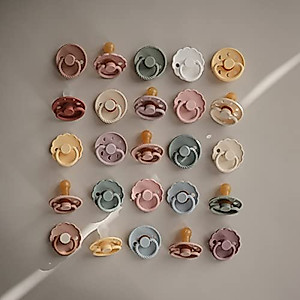 FRIGG Moon Natural Rubber Baby Pacifier | Made in Denmark | BPA-Free (Sage/Portobello, 6-18 Months) 2-Pack