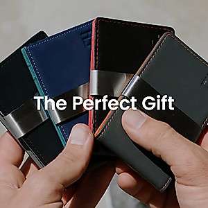 Forrest & Harold F&H Minimalist Men's Wallet RFID Blocking Wallet, Slim Leather Wallet Money Metal Clip Holds 8 Cards, Back and Front Pocket Wallets, Charcoal/Rust