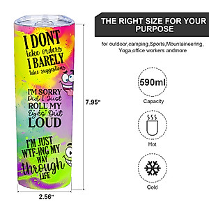 Sarcastic WTF Insulated Skinny Tumblers Cup Coffee Mug with Lid Funny 20oz Reusable Stainless Steel Water Bottle for Hot & Cold Drinks Tea Cup Iced Coffee Travel Mug(Pack of 1)