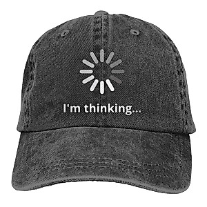 MANMESH HATT I'm Thinking Unisex Adult Vintage Washed Denim Adjustable Baseball Cap (Black, One Size)