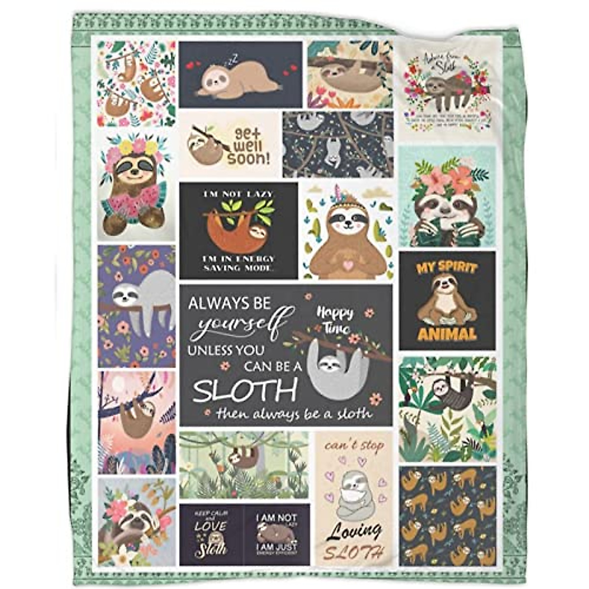 Sloth Throw Blankets Super Soft and Warm Sherpa Sloth Blankets for Couch Sofa Cute Sloth Gifts for Kids and Adults