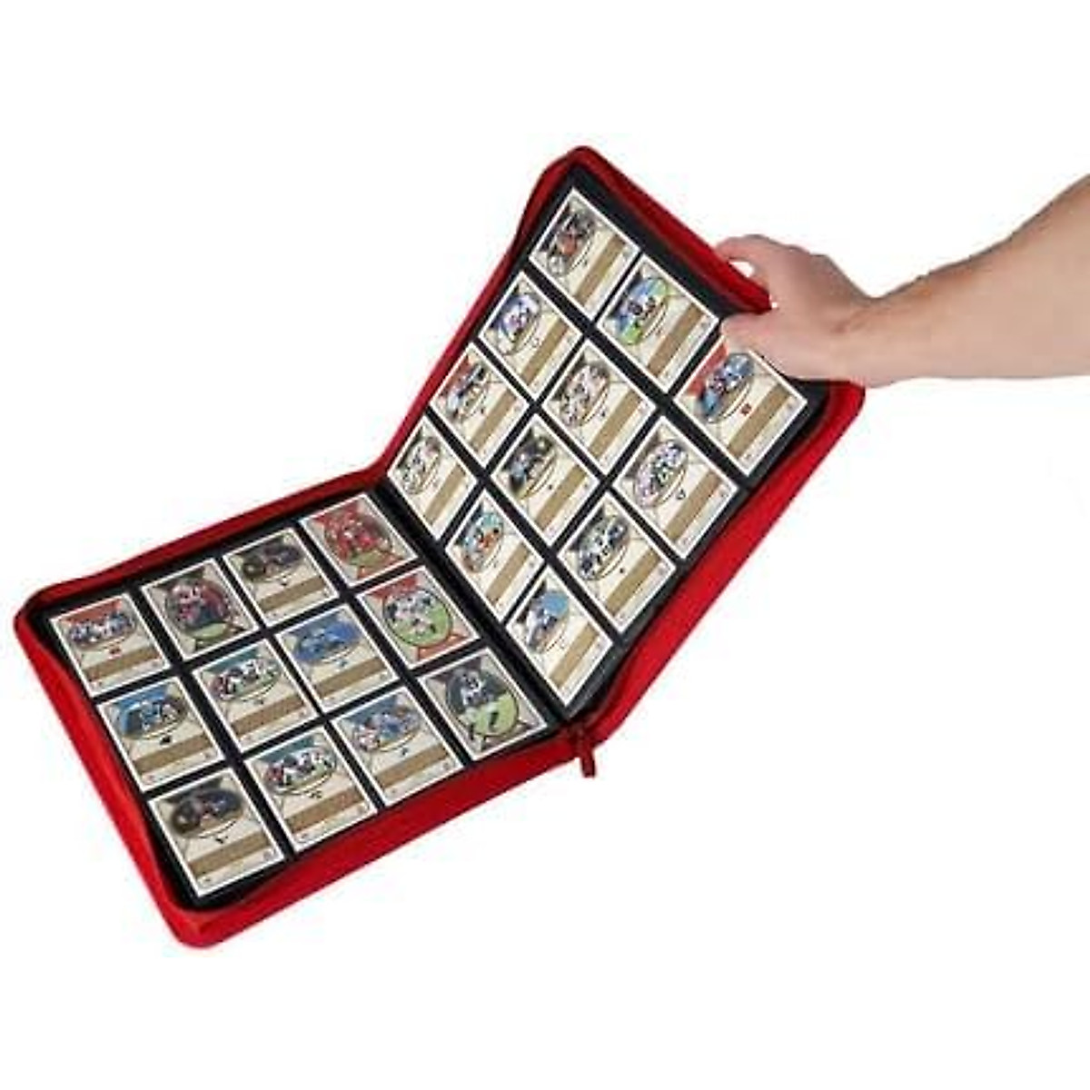 BCW Z-Folio LX Zipper Portfolio - Premium Red Leatherette 12-Pocket Playset Album - Secure Zipper - 480 Card Capacity - Card Collector's Dream - Card Organizer - Trading Card Storage