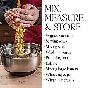 Bellemain Stainless Steel Non-Slip Mixing Bowls with Lids (3 Piece, Silver/Black)