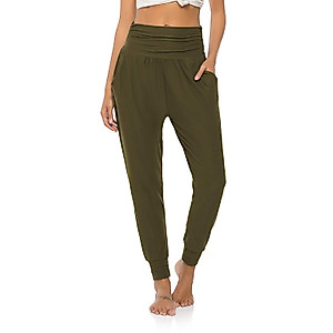 DIBAOLONG Womens Yoga Sweatpants Loose Workout Joggers Pants Comfy Lounge Pants with Pockets Army Green M