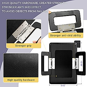 Bamboo Sofa Arm Tray Table Clip for Couches Arm, Multi-Function Side Couch Arm Tray with 360° Rotating Phone Holder, Suitable for Home Drinks/Remote/Snacks/Fast Food Et (Black)