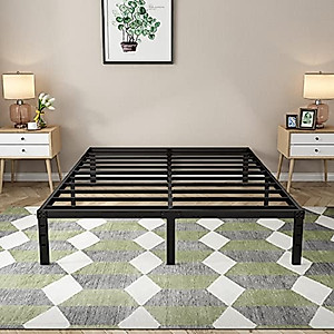 Joeffany 14" H King Bed Frame with Storage, 3500 lbs Heavy Duty Black Metal Platform Bed, No Box Spring Needed Mattress Foundation, Quick Assembly, No Box Spring Needed Black