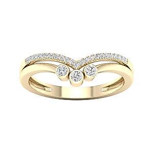 DZON 10K Yellow Gold 1/10CT TDW Diamond Crown Ring Love Gift for Women(I-J,I2)