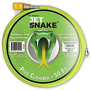 Sewer Jetter - 50 FT JetSnake Drain Cleaner for Your Gas Pressure Washer