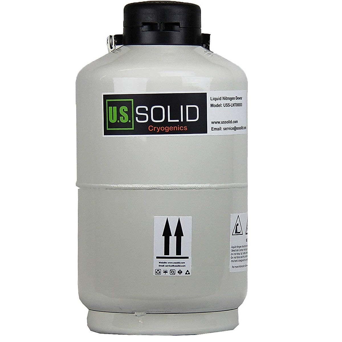 U.S.SOLID 10L Cryogenic Container Liquid Nitrogen LN2 Tank Dewar with Straps 6 Canisters