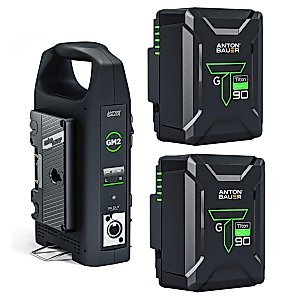 Anton Bauer 2X Titon Micro 90 14.4V 98Wh Gold Mount Batteries, Bundle GM2 Dual Charger