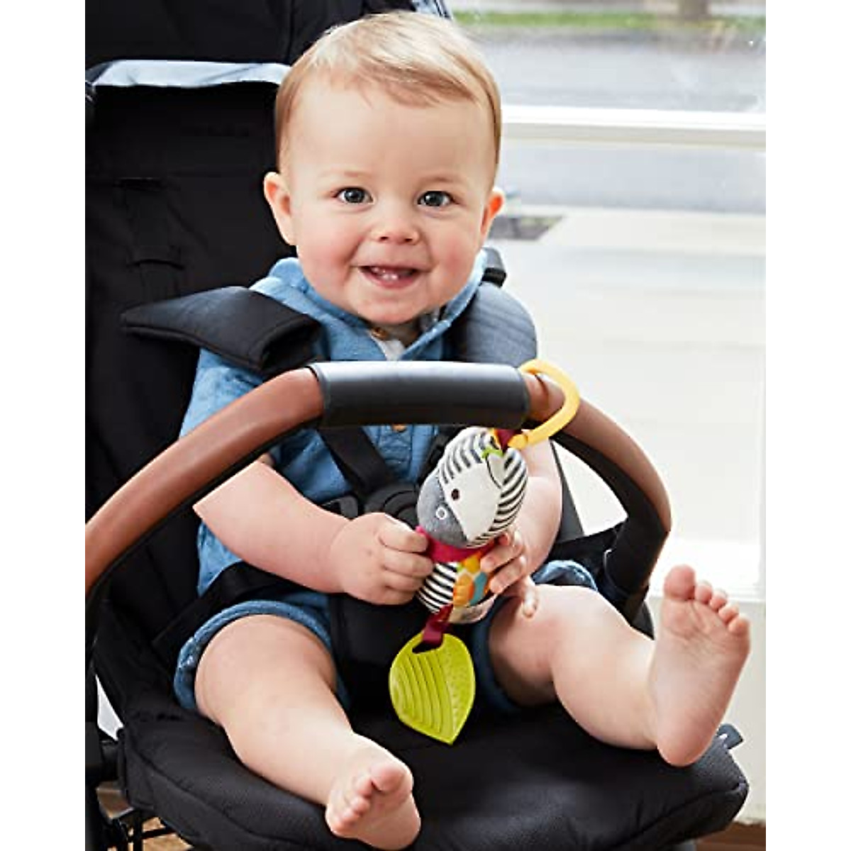 Skip Hop Bandana Buddies Baby Activity Chime & Teether Stroller Toy, Zebra