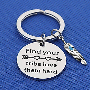 FOTAP Find your Tribe Love Them Hard Keychain Bridal Party Keychain Friendship Keychain Love My Tribe Keychain Best Friend,Family Keychain(Tribe keychain)
