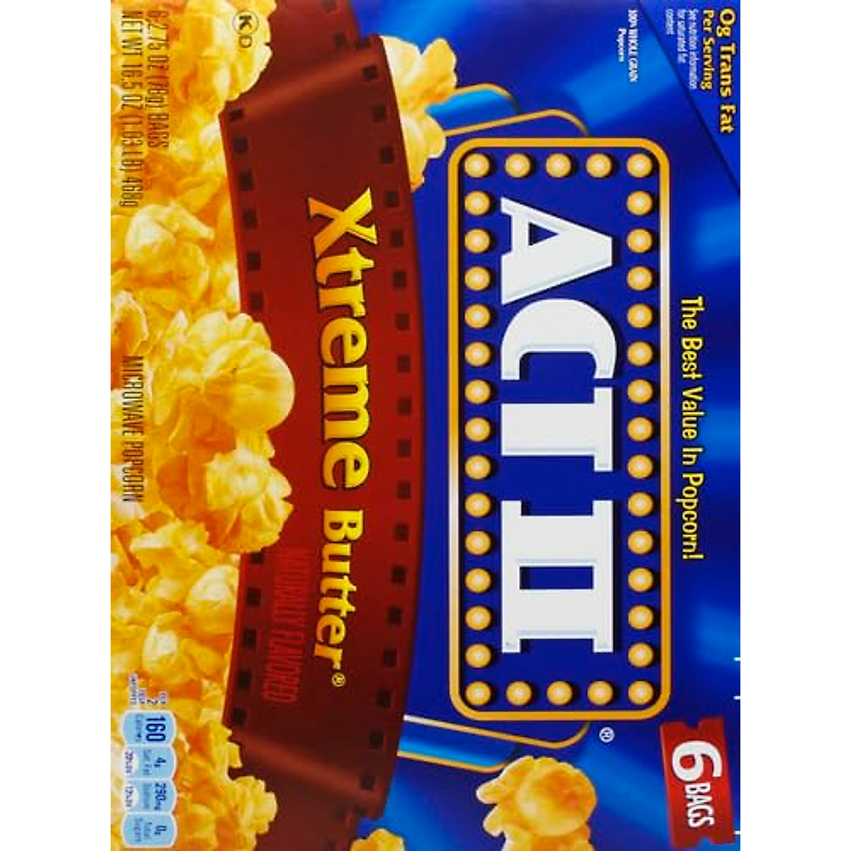 ACT II Xtreme Butter Popcorn, 2.75 Oz, 6 Ct
