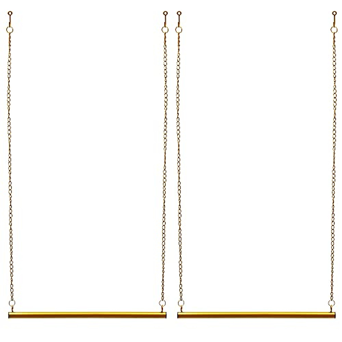 2 Pcs 24"Boutique Retail Hanging Clothing Racks Adjustable Height, Metal Garment Rack Heavy Duty Wedding Dress Display Gold Clothes Rack Ceiling Hanger Storage Shelves Commercial Creative Iron Chain