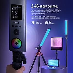 NEEWER Upgraded Interactive RGB LED Video Light Stick with Stand Kit, 2 Pack BH-30S Photography Lighting Wand with RGBWW Hue Mixer/2.4G APP Control/2500K-10000K/CRI&TLCI97+/18 Effects/31Wh Battery