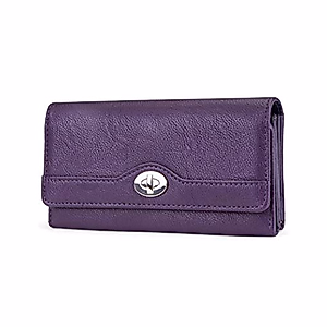 Mundi File Master Womens RFID Blocking Wallet Clutch Organizer With Change Pocket (One Size, (Purple))