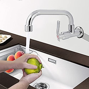 G1/2inch Cold Water Tap Wall Mounted Silver Single Washing Basin Sink Faucet for Home Kitchen, 360° Rotate, Sliver