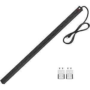 Long Heavy Duty 16 Outlet Large Metal Garage Workshop Multi Wide Industrial Power Strip. 6FT Cord 15A, 125V, 1875W (Black)