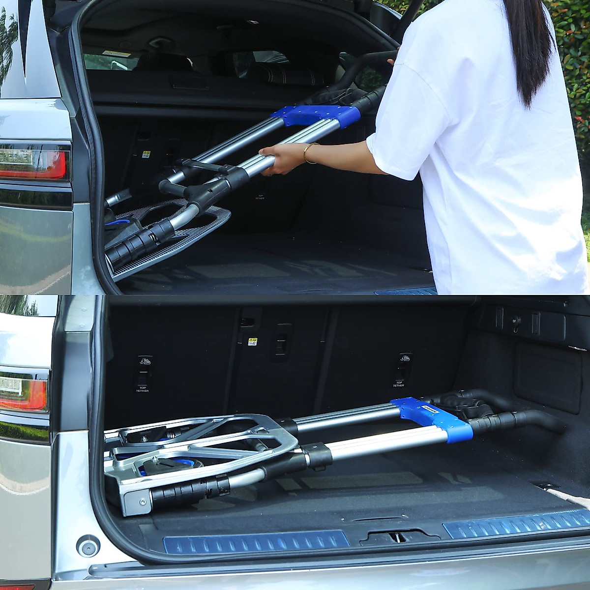 Folding Hand Trucks Heavy Duty by Leeyoung,500 lb Aluminium Folding Hand Cart Dolly with 8 inch Wheels (incl 2 Bungee Cords)