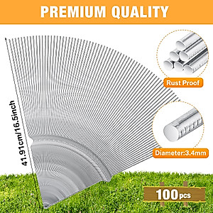 Tatuo 100 Pcs Yard Sign Stakes Heavy Duty 16.5'' Wire Yard Stakes Alternative to H Frame Metal Reusable Sign Holder for Spring Summer Lawn Corrugated Plastic
